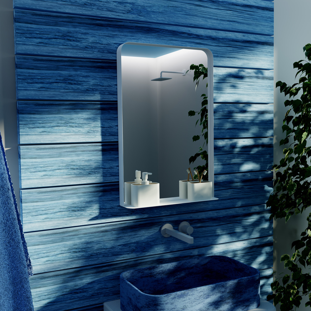 Origins Living City White Mirror with Shelf