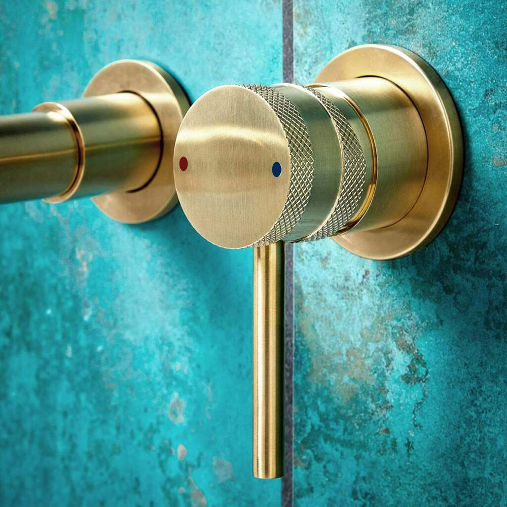 Scudo Core Wall Mounted Basin and Bath Tap Brushed Brass, NU-015-V2