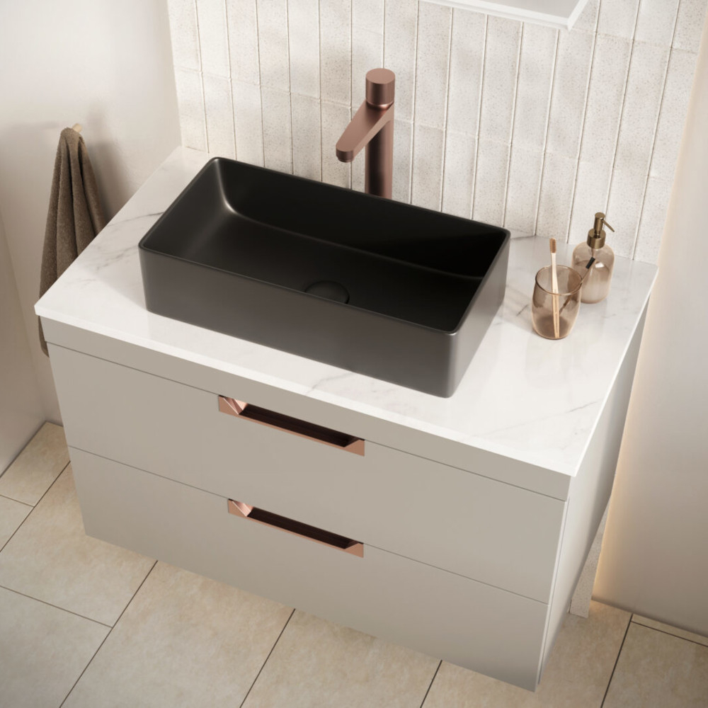 Scudo Riviera Matt Black Rectangle Countertop Basin - VESSEL004
