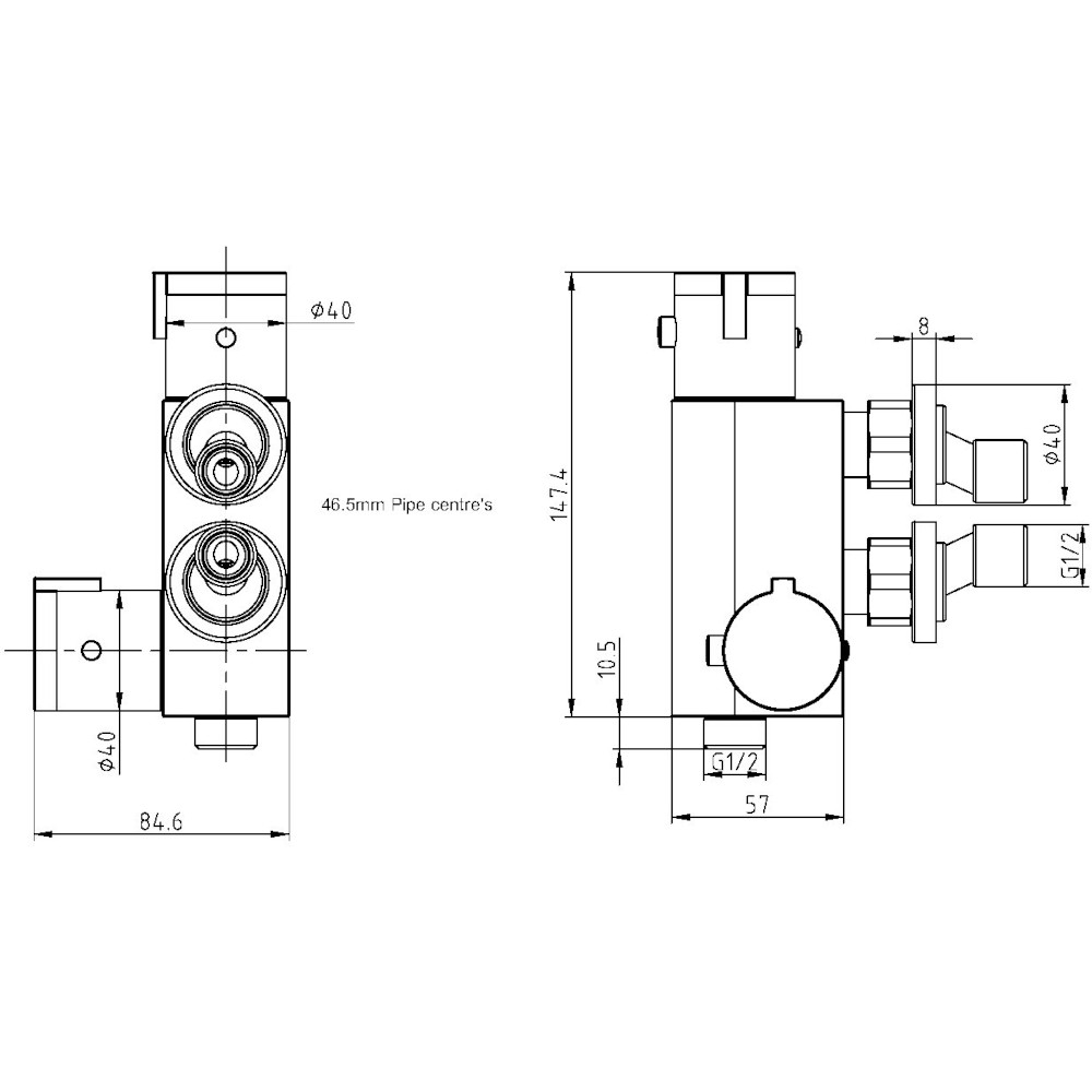 Scudo Black Thermostatic Douche Valve - DOUCHE007