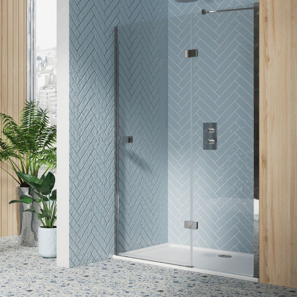 Dawn Athena 900mm Chrome Hinged Shower Door and Inline Recess