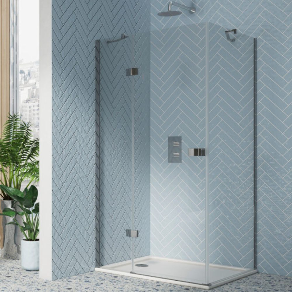 Dawn Athena 900mm Chrome Hinged Shower Door and Inline Recess with Side ...