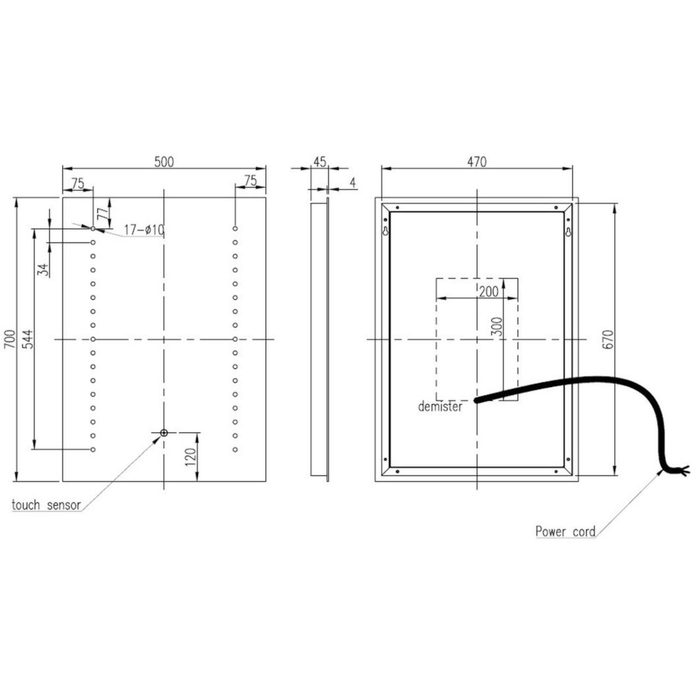 Deshi 500 x 700mm Rectangle Front-Lit LED Mirror - RDBS108106