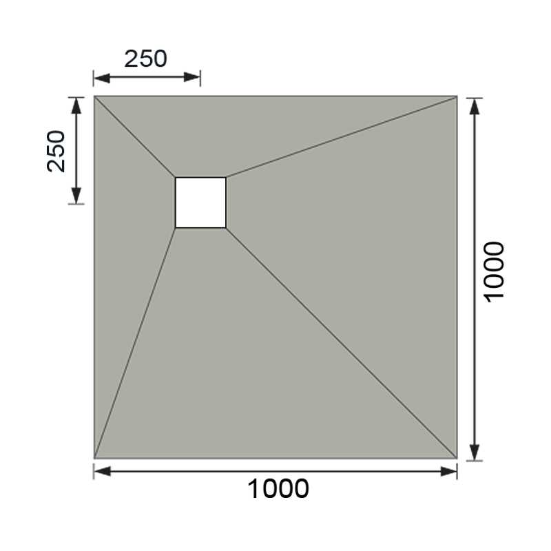 Abacus Tileable Shower Tray 1000 x 1000 Corner Drain, EMST-05-1510