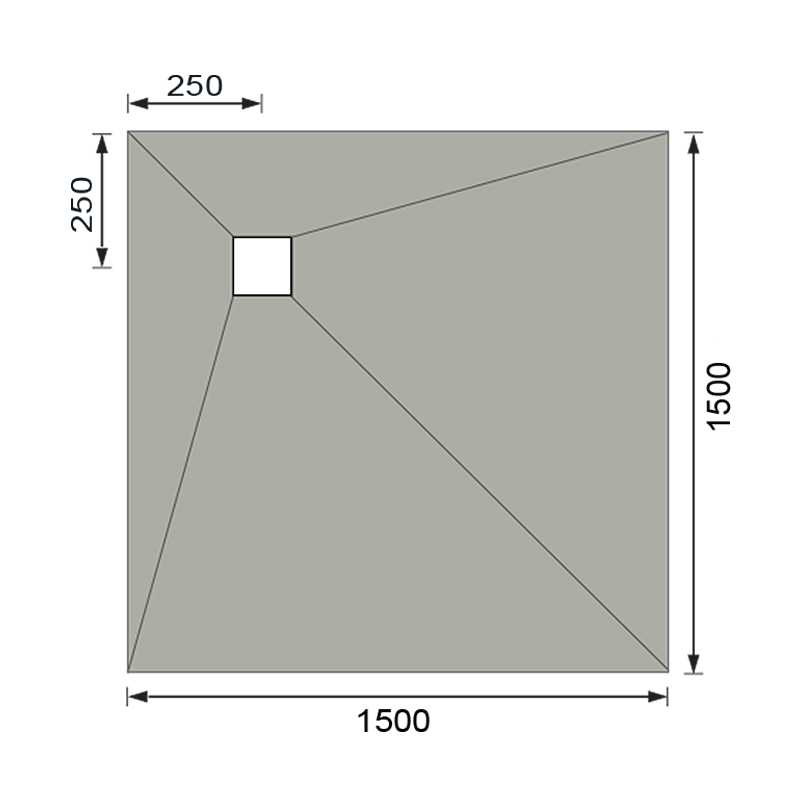 Abacus Tileable Shower Tray 1500 x 1500 Corner Drain, EMST-05-1520