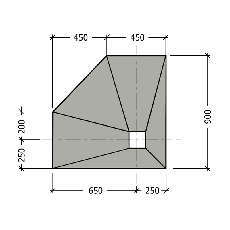 Abacus Tileable Wetroom Pentagon Shower Tray 900 x 900 Corner Drain