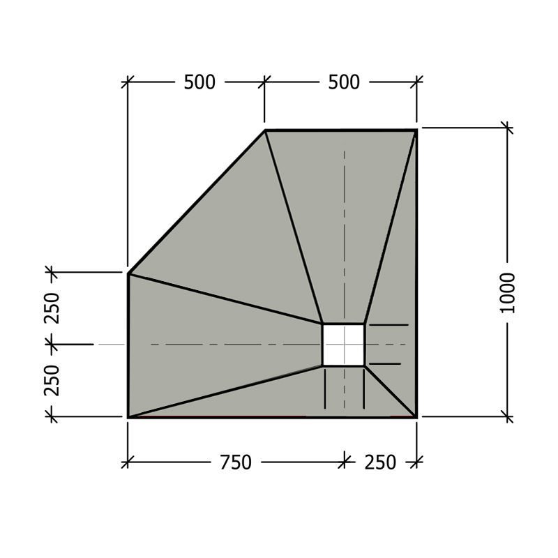 Abacus Tileable Wetroom Pentagon Shower Tray 1000 x 1000 x 30mm
