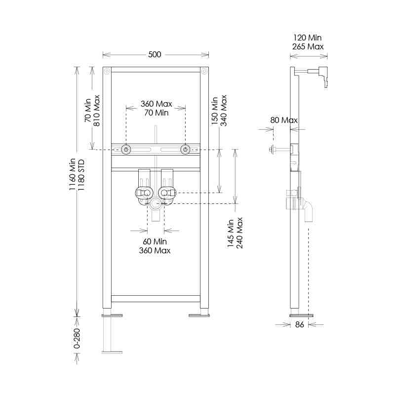 Easi Plan 1180mm Bathroom Basin Fixing Frame | EPBA-05-2005
