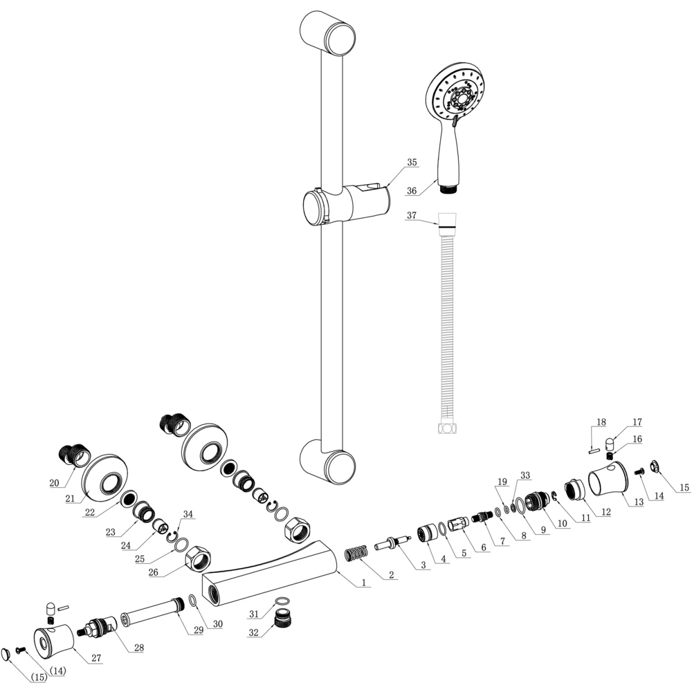 Elizabeth Chrome Thermostatic Bar Mixer Shower