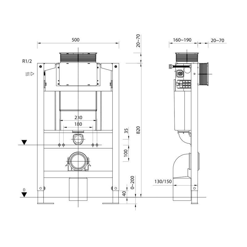 Essentials 820mm High WC Pan Fixing Frame & Concealed Cistern, ATFR ...