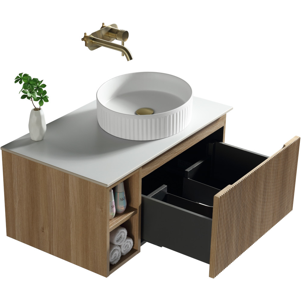 Flauto Country Oak 800mm Wall Hung Vanity Unit - 4438 or 4406