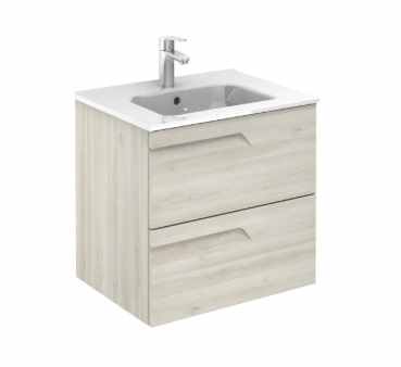 Royo Vitale 600mm 2 Drawer Wall Unit & Square Ceramic Basin in Light ...