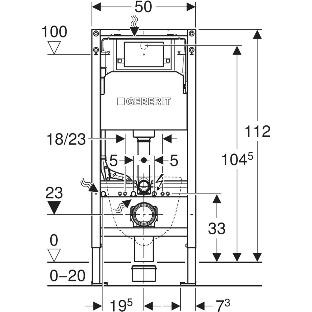 Geberit Duofix Alpha 1120mm Wall-Hung Concealed Cistern Frame