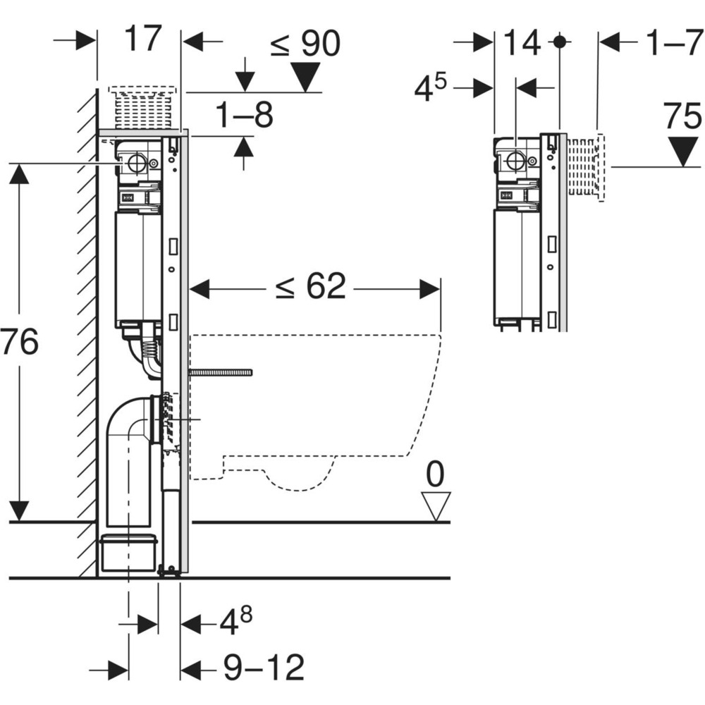Geberit Duofix Alpha 820mm Wall-Hung Concealed Cistern Frame