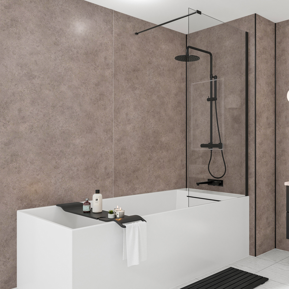 Wetwall Greige Stone Shower Panel, Mermaid Collection