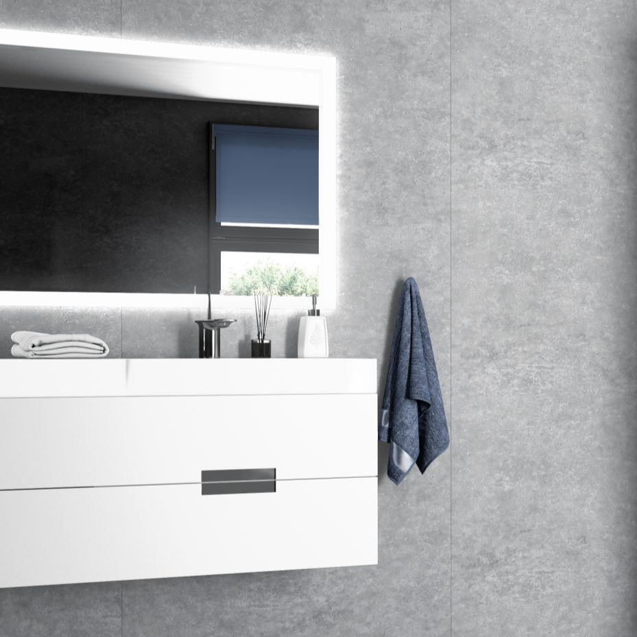 Splashpanel Grey Concrete Matt PVC Wall Panel - SPL17