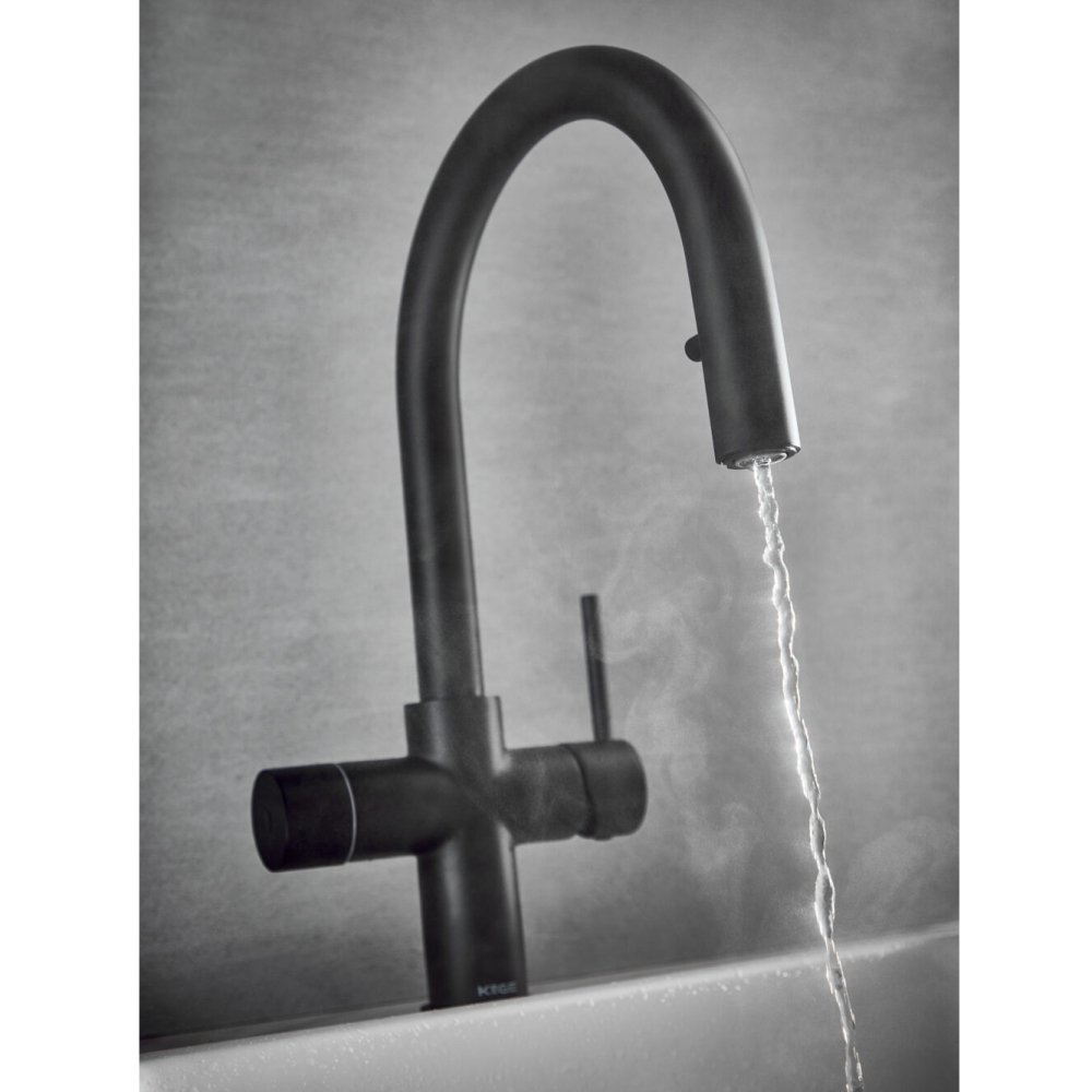 KoGE 4-in-1 Black Pull Out Boiling water Kitchen Tap & Boiler - HOT007