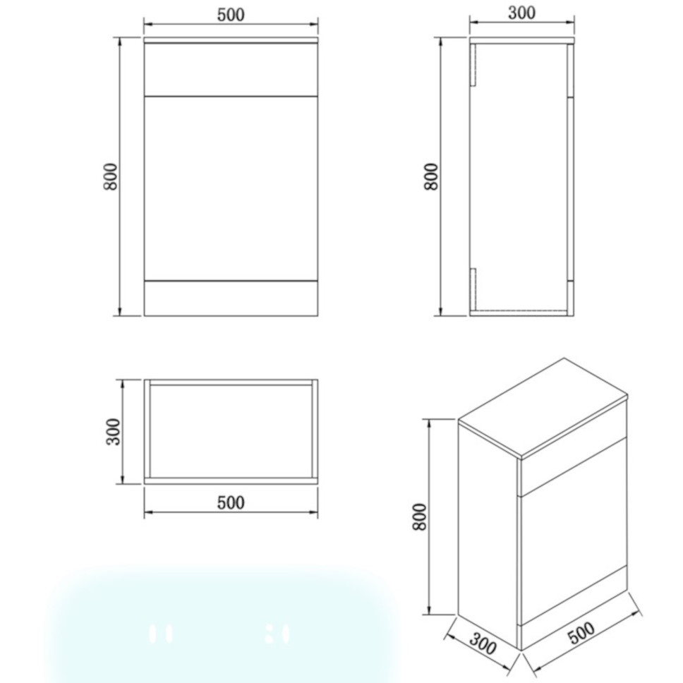 Halite 500mm Matt Grey Waterproof WC Unit