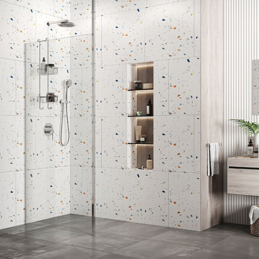 Haven Select 900mm Chrome Walk In Shower Screen with 8mm Glass Thickness