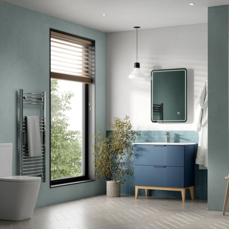 Herve Matt Smoke Blue 800mm Vanity Unit with Ceramic Basin
