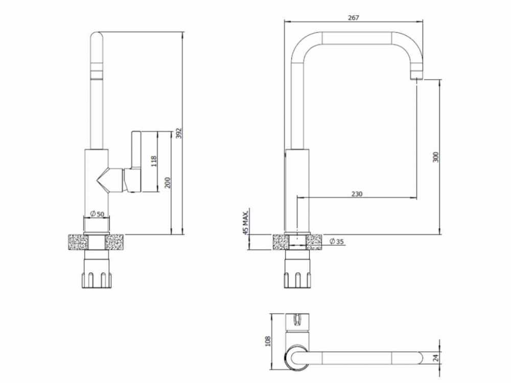 Jeroni Horizontal 1 Handle Brushed Nickel Kitchen Mixer Tap, 922107