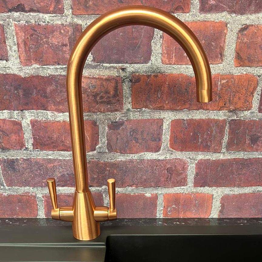 Richmond Twin Lever Kitchen Mixer Tap - Copper | UKB-KTAP005CO
