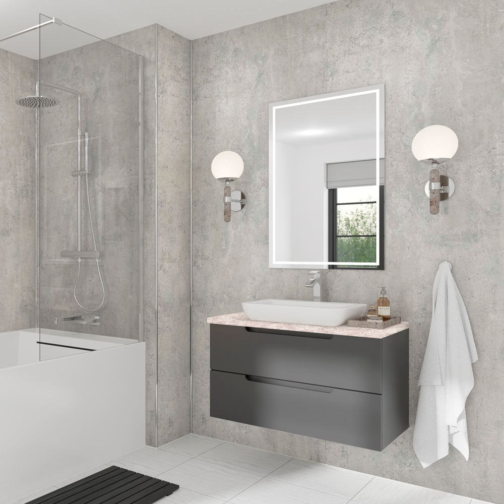 Wetwall Mermaid Collection Industrial Concrete Shower Panel, Mermaid ...