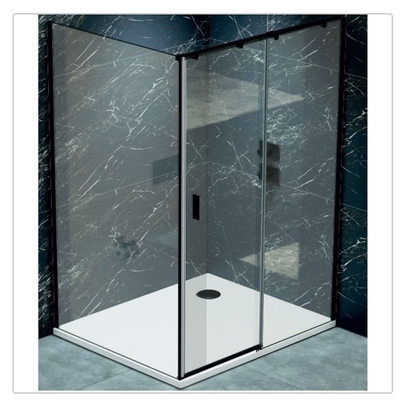Jaquar Fusion Plus L Shaped 1200mm Shower Door With Clear Glass In Black Frame-Right Version.JSE ...