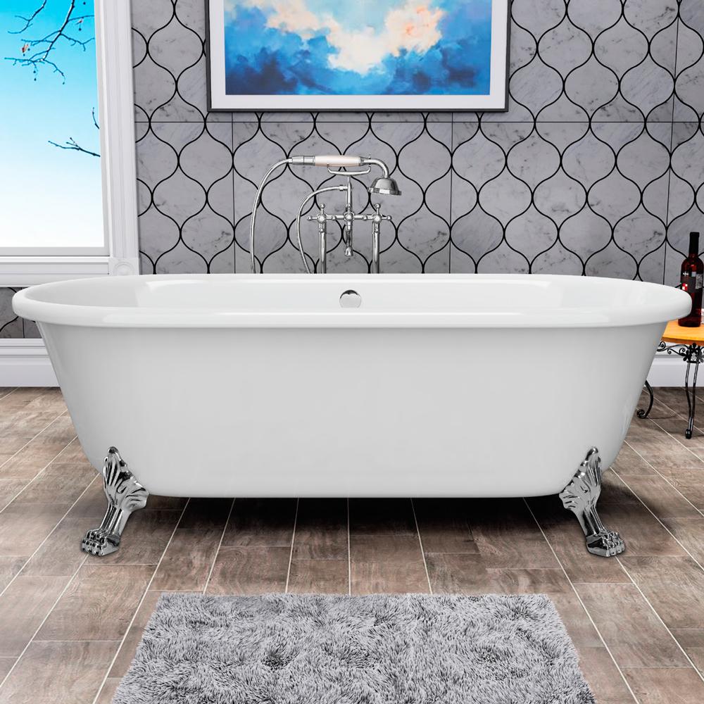 Jaquar Queens 1702mm Traditional Freestanding Bath with Chrome Leg Set