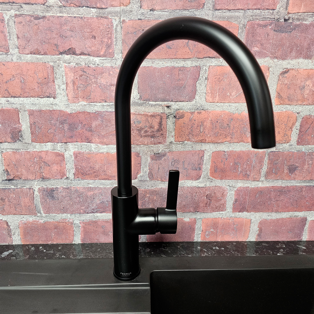 Jeroni Swan 1 Handle Matt Black Kitchen Mixer Tap - Francis Pegler ...