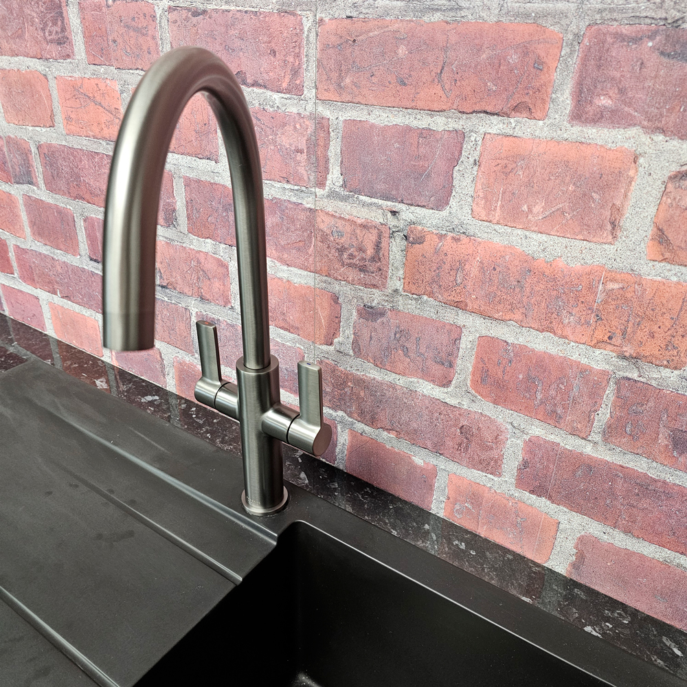 Jeroni Swan 2 Handle Gunmetal Kitchen Mixer Tap, 922116