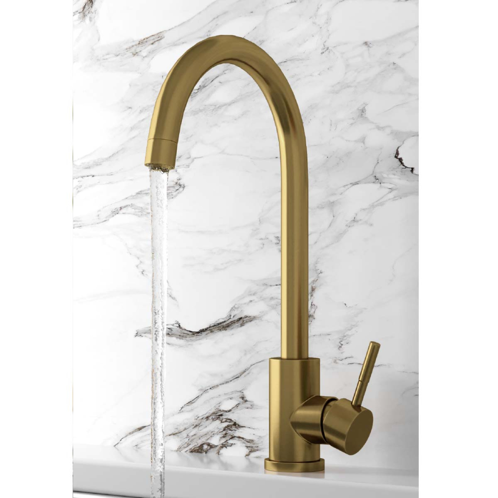Scudo Manhattan Monobloc Kitchen Mixer Tap - Brushed Brass - KT44