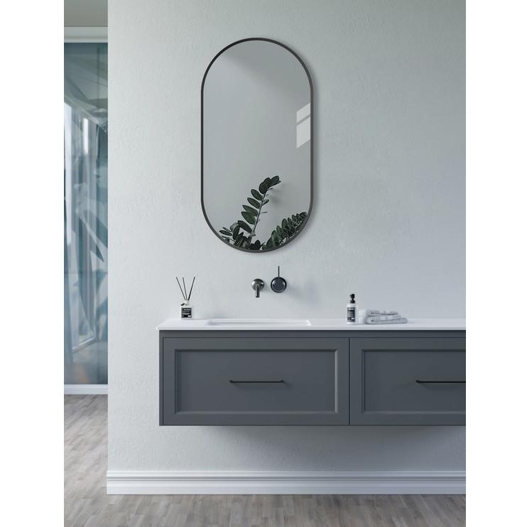 Kaiya 800 x 400mm Oblong Mirror - Matt Black - RDBS106266