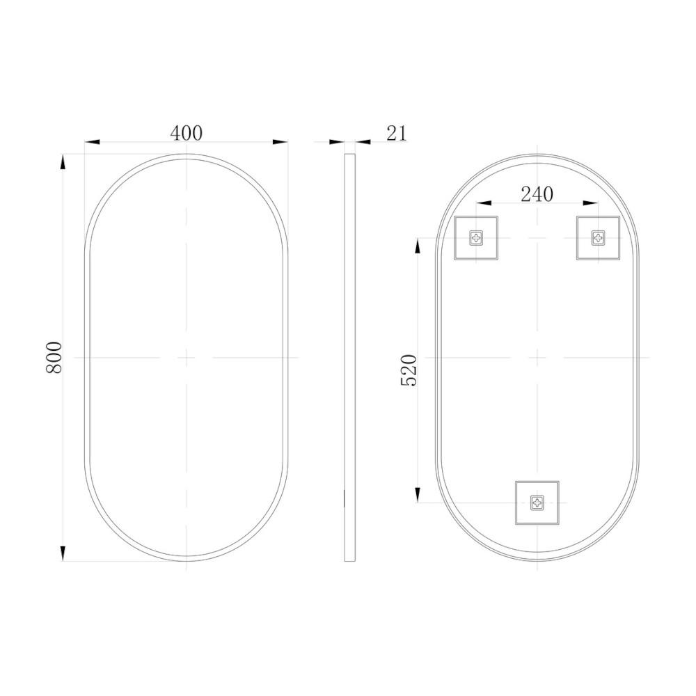 Kaiya 800 x 400mm Oblong Mirror - Matt Black - RDBS106266