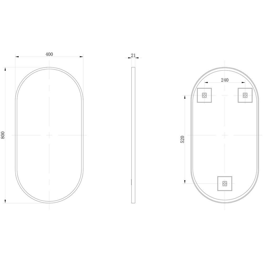 Kaiya 800 x 400mm Oblong Mirror - Brushed Brass - RDBS106265