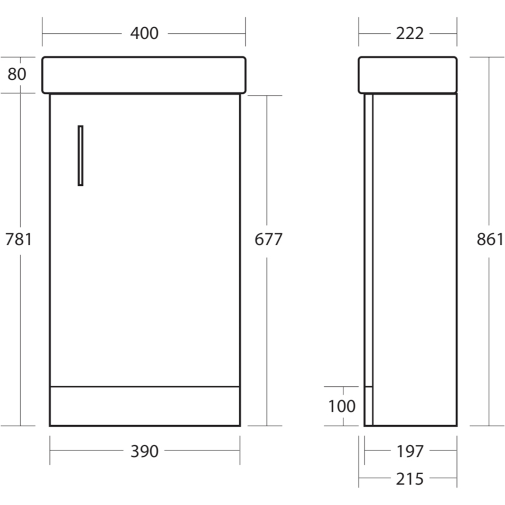 Lanza Gloss White 400mm Cloakroom Vanity Unit and Basin