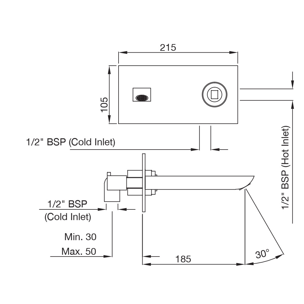 Artize Lexa Joystick Wall Mounted Basin Tap In Black Chrome