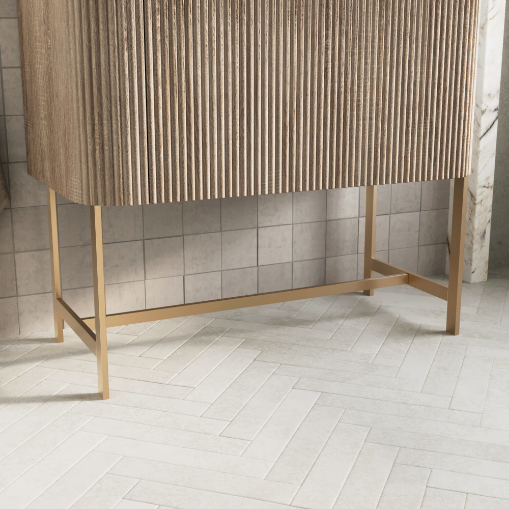 Scudo Linea Curve Oak 900mm Wall Hung Basin Vanity Unit