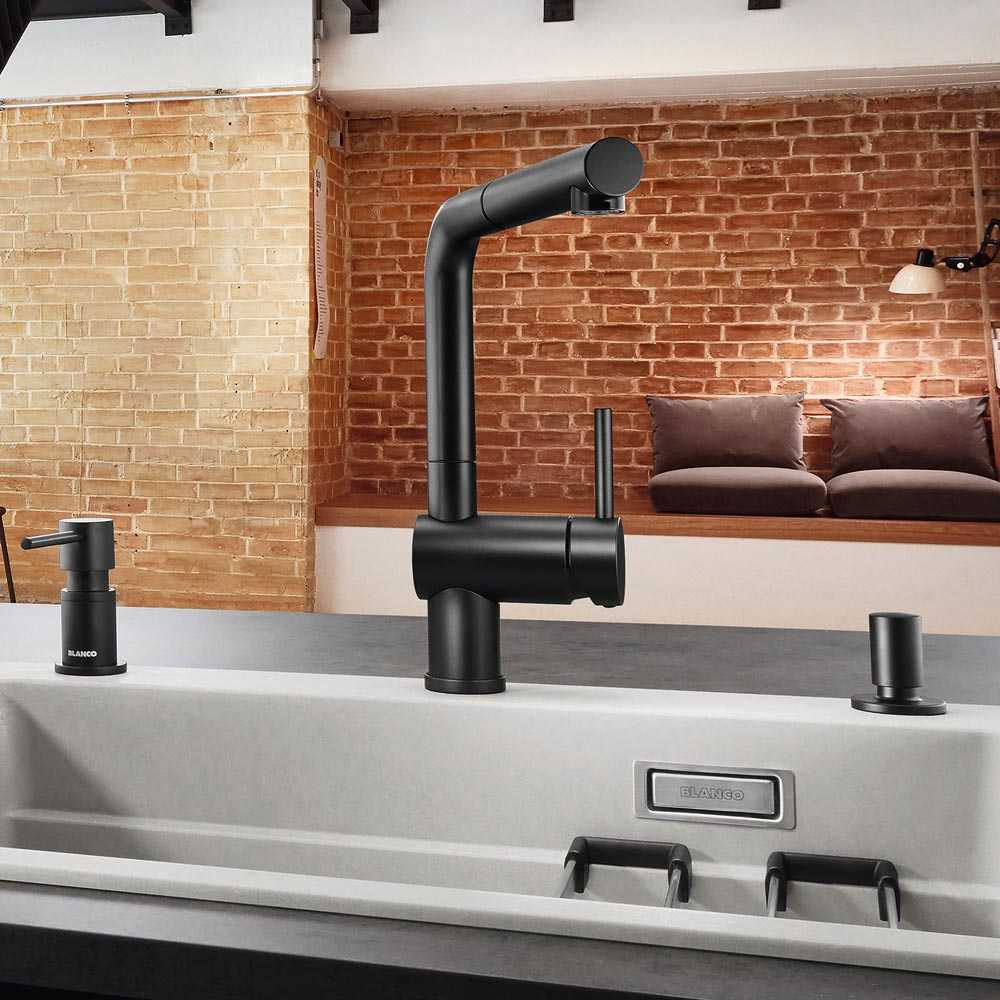 Blanco Linus-S Matt Black Pull Out Spray Mixer Tap - 525807
