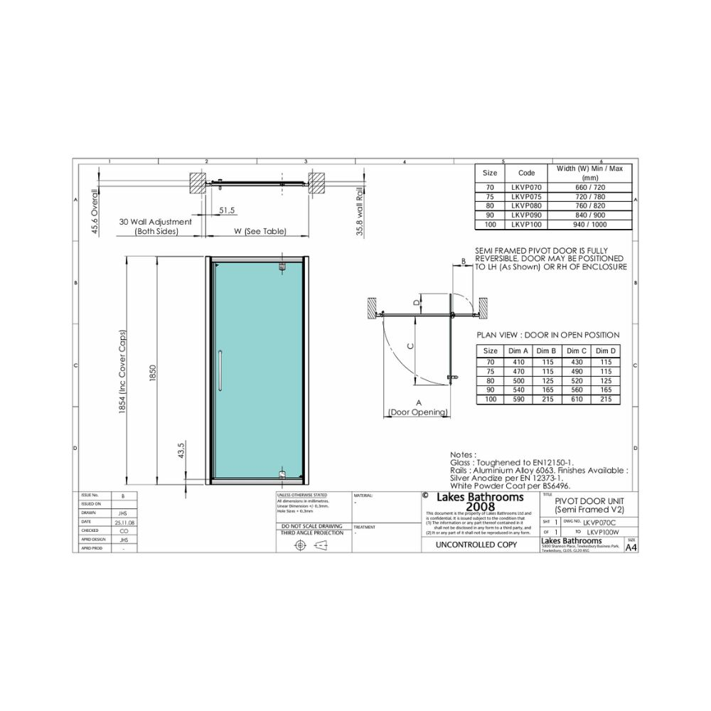 Lakes Classic Semi-Framed Pentagon Enclosure with Pivot Door