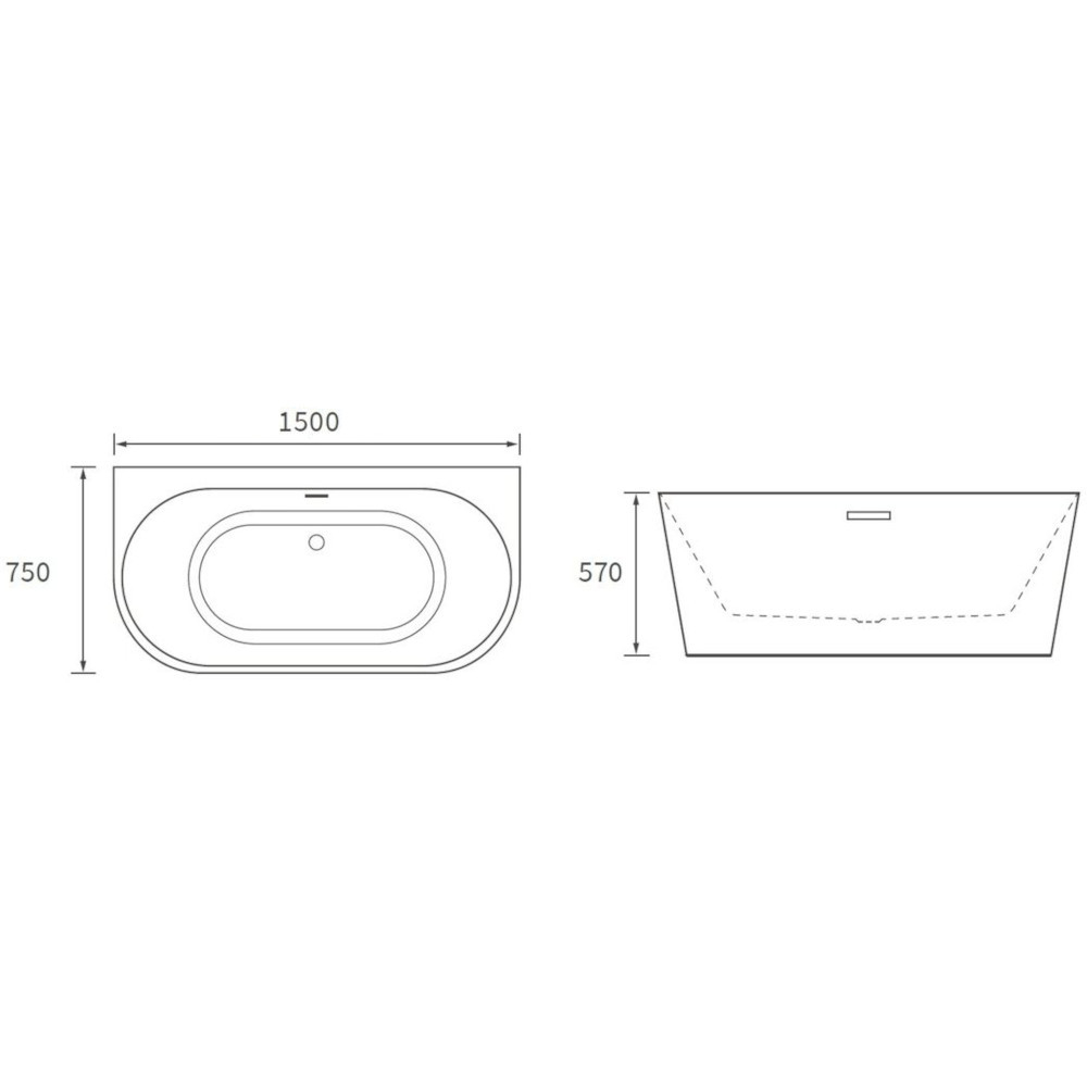 Laplane 1500mm Back to Wall Freestanding Bath - RDBS104118