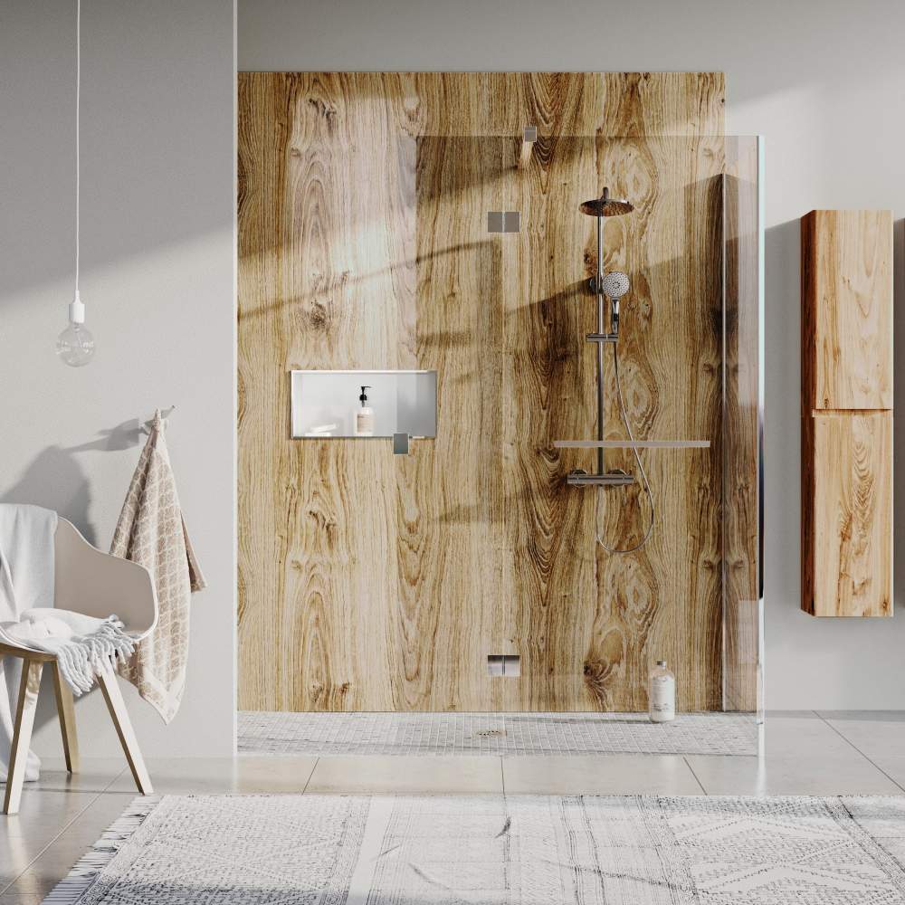 Rustic Oak M1 PVC Single Aquadry Wetpanel Shower Board 1000 x 2400mm