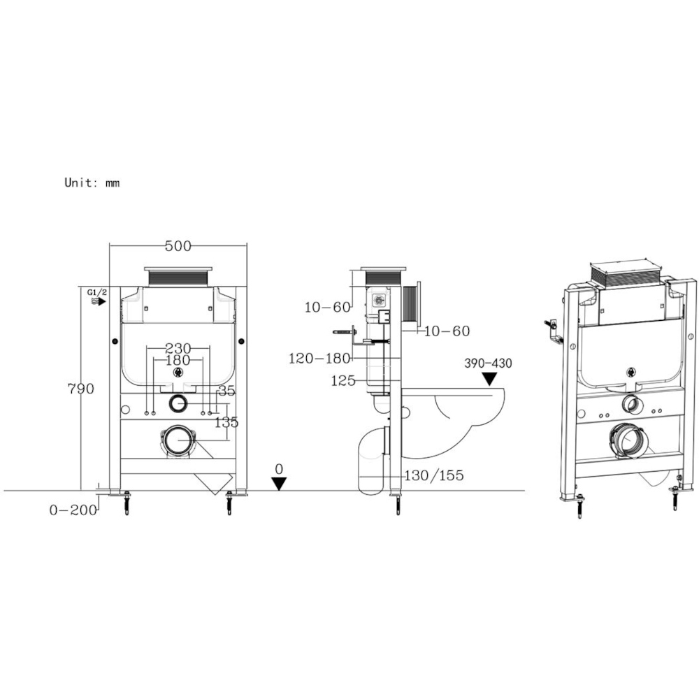Anatra Low Height Toilet Frame with Concealed Cistern