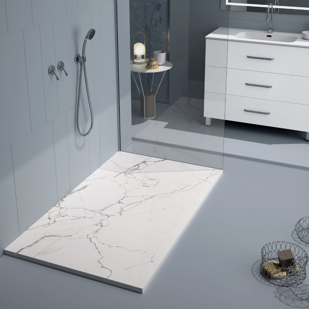 Lujo Stone Arte 1700 x 800mm White Marble Shower Tray | Lujo Marble ...