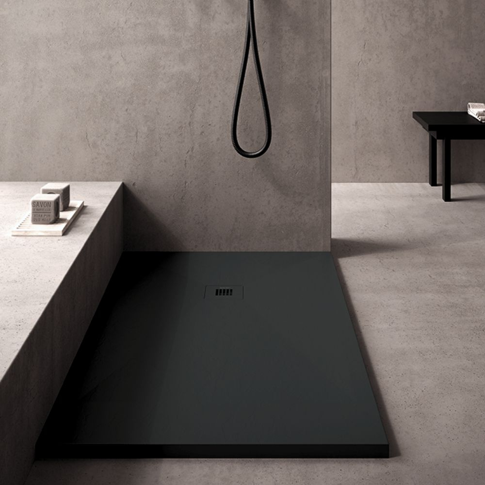 Lujo Stone Fin 1600 x 700mm Black Slate Shower Tray | Lujo Fin Black ...