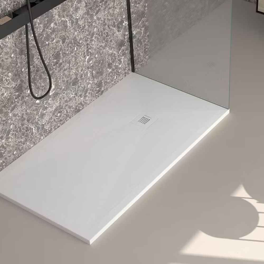 Lujo Stone Fin 2000 x 900mm White Slate Shower Tray | Lujo Slate Effect ...