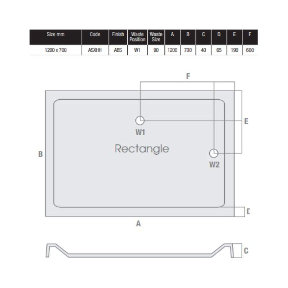 MX Elements 1200 x 800 Anti Slip Rectangular ABS Stone Resin Shower ...