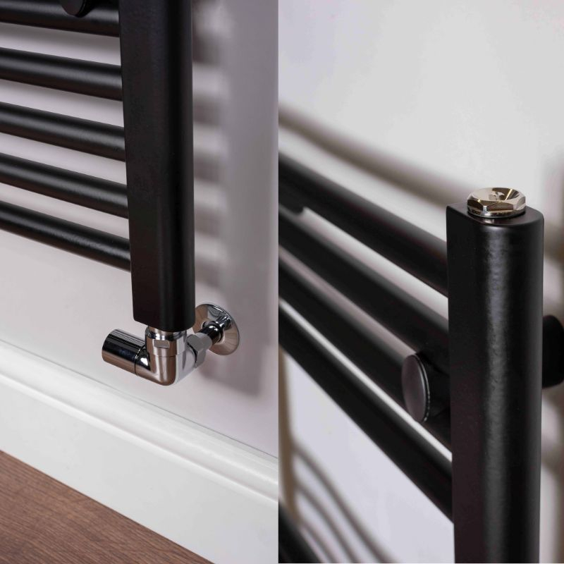 DQ Essential 1200 x 500mm Matt Black Towel Radiator, ESSLR50/120-MB