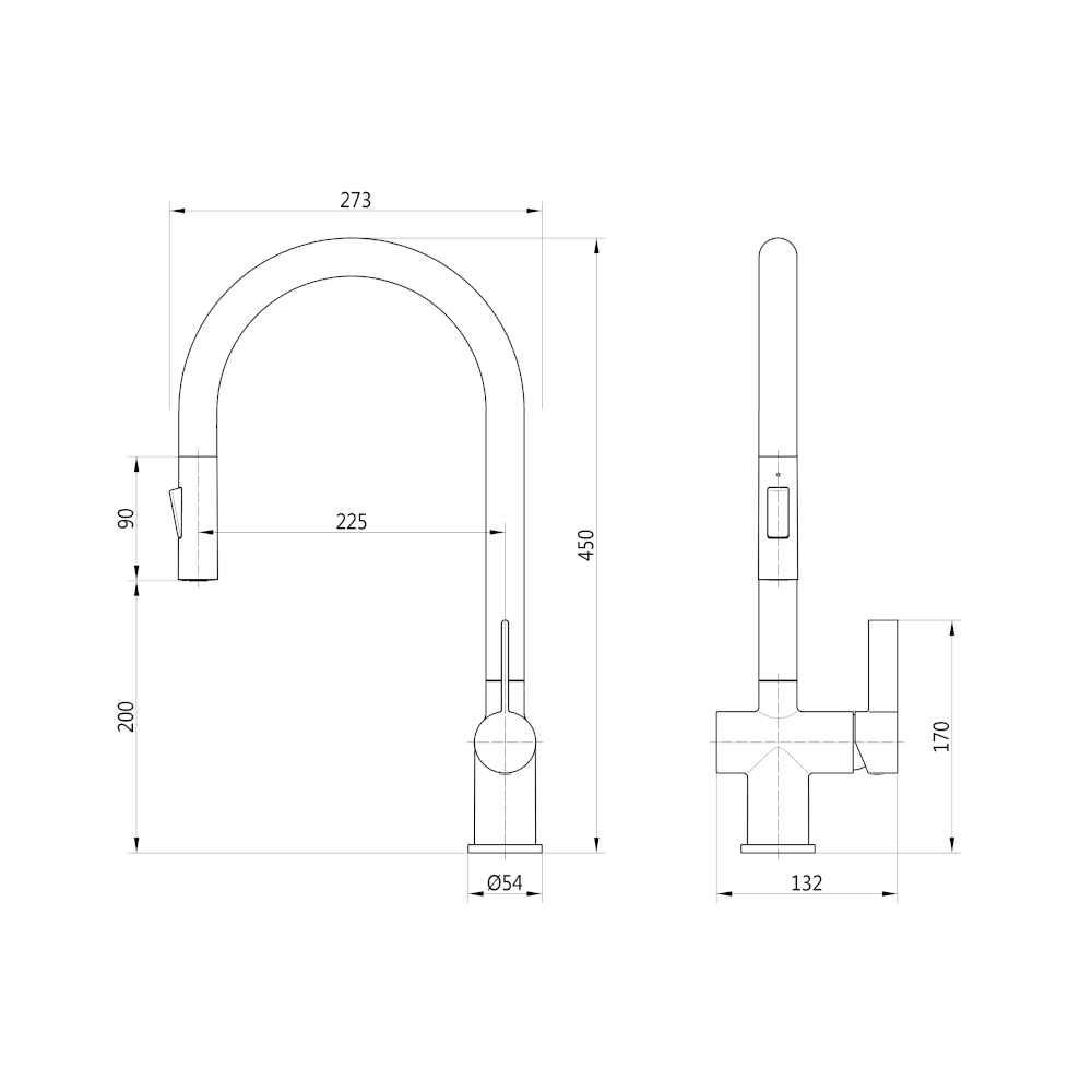 Mayhill Chrome Single Lever Pull Out Kitchen Tap - 5080