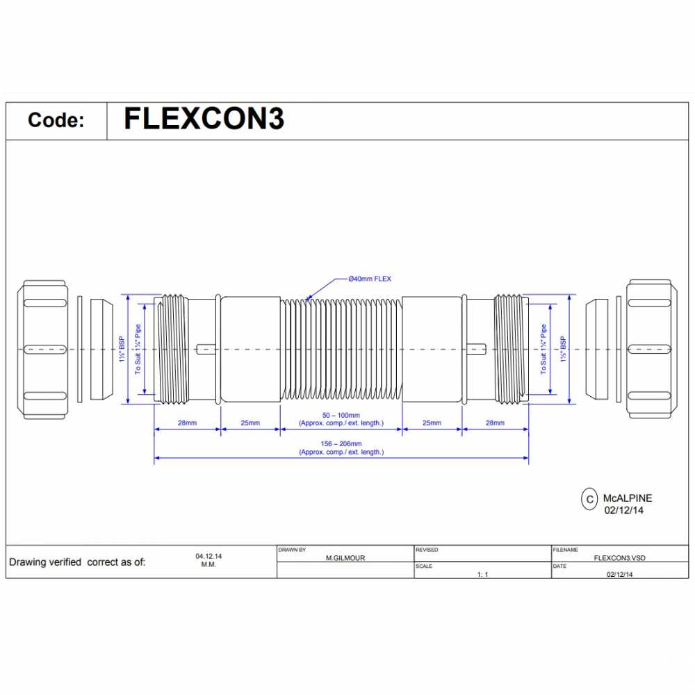 McAlpine 1¼" Flexible Connector - Universal x Universal | FLEXCON3 ...